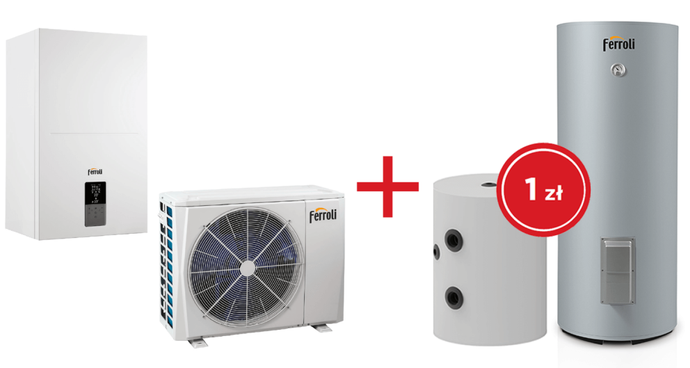 Pompy ciepła FERROLI z zasobnikiem CWU oraz buforem ciepła za 1 zł ...